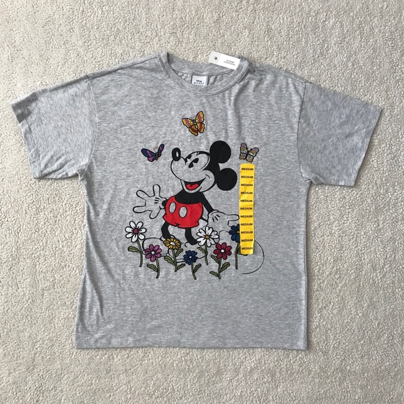 Disney | Tops | Disney Mickey Mouse Shirt Butterfly Embroidery Heather ...